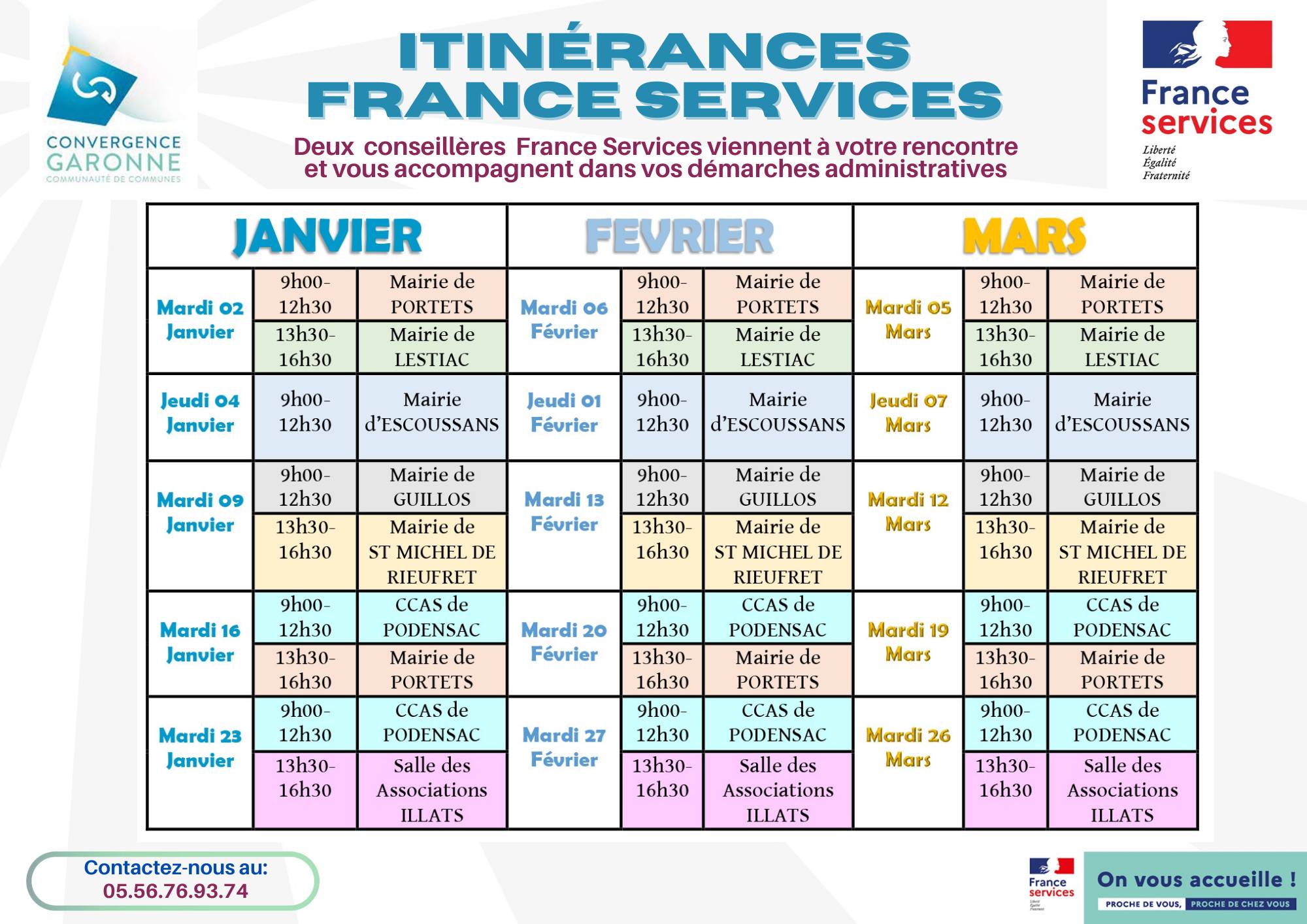 Virelade - Planning Itinérance France Services Convergence Garonne
